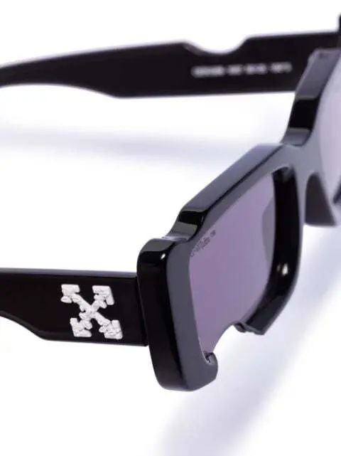 Off-White Cady Cut-Out Rectangular-Frame Sunglasses - 1007 Black